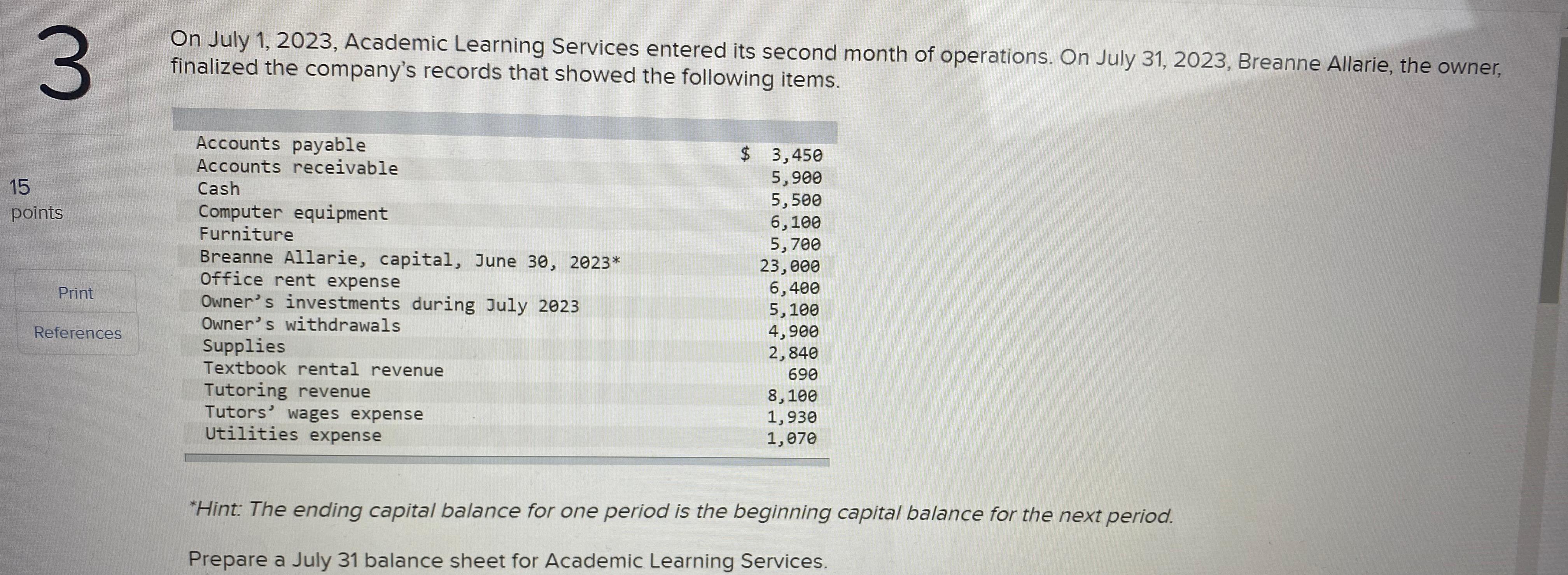 Solved *Hint: The ending capital balance for one period is | Chegg.com