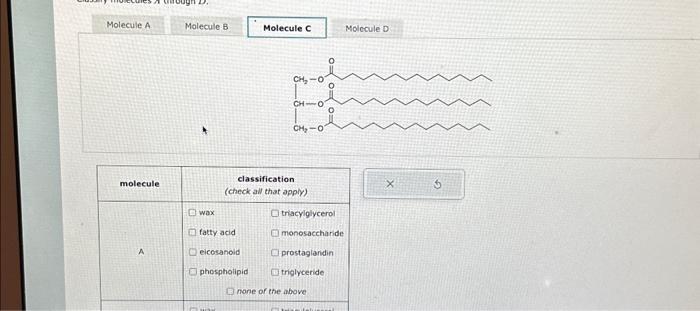 Solved Classify molecules A through D. Molecule A molecule A | Chegg.com