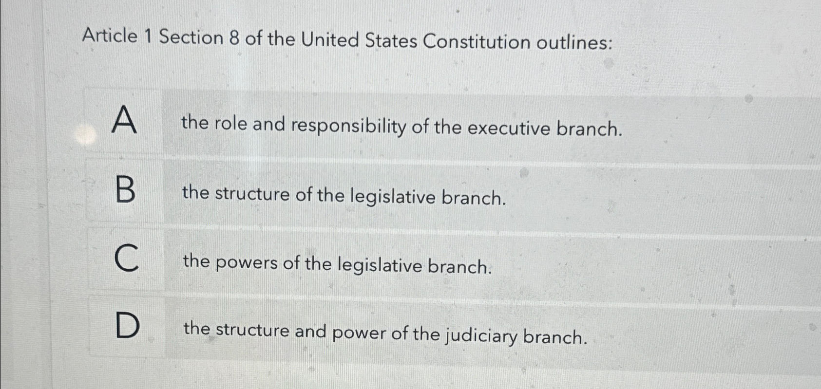Solved Article 1 ﻿Section 8 ﻿of the United States | Chegg.com