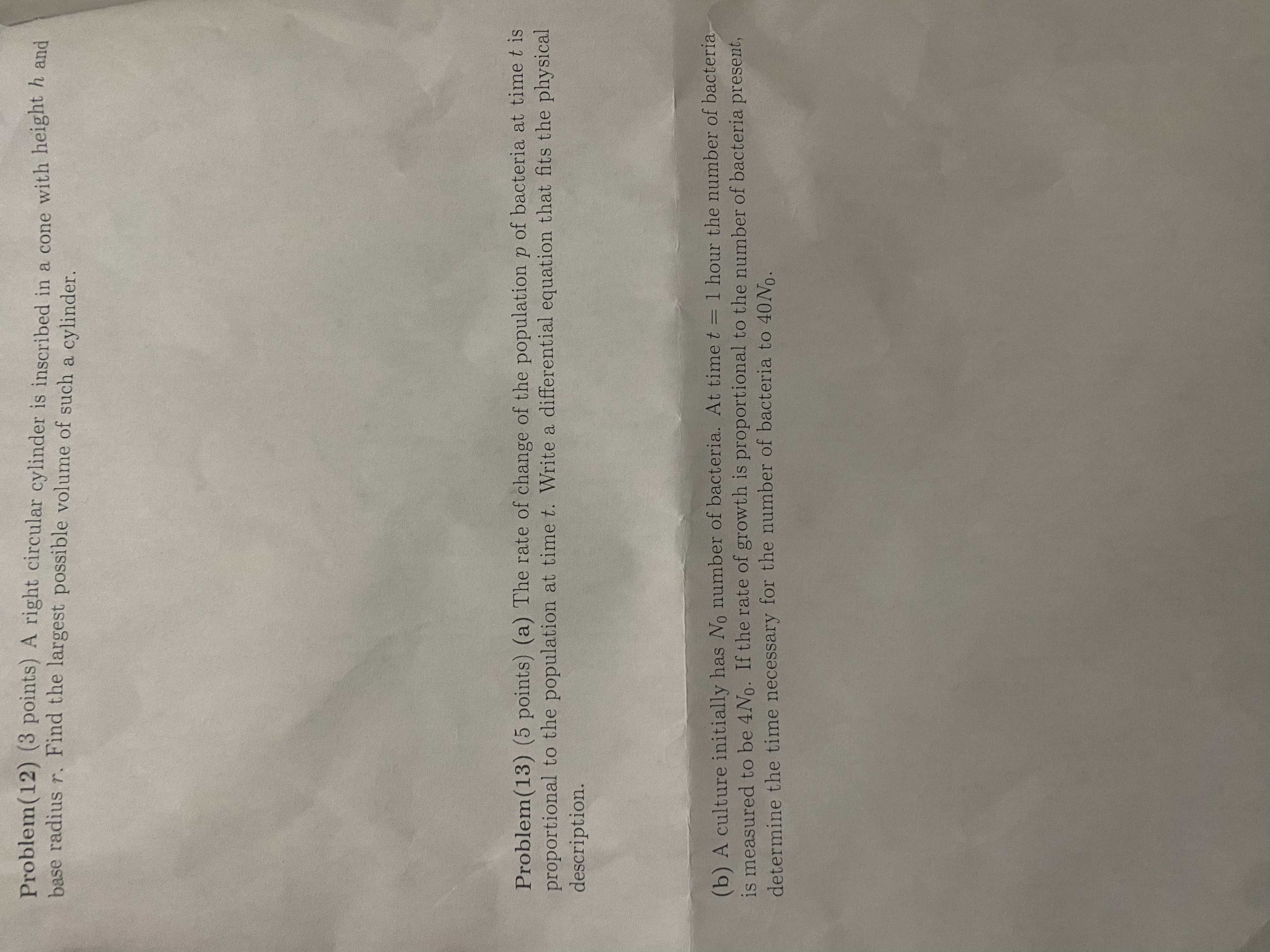 Solved Problem(12) (3 ﻿points) ﻿A right circular cylinder is | Chegg.com