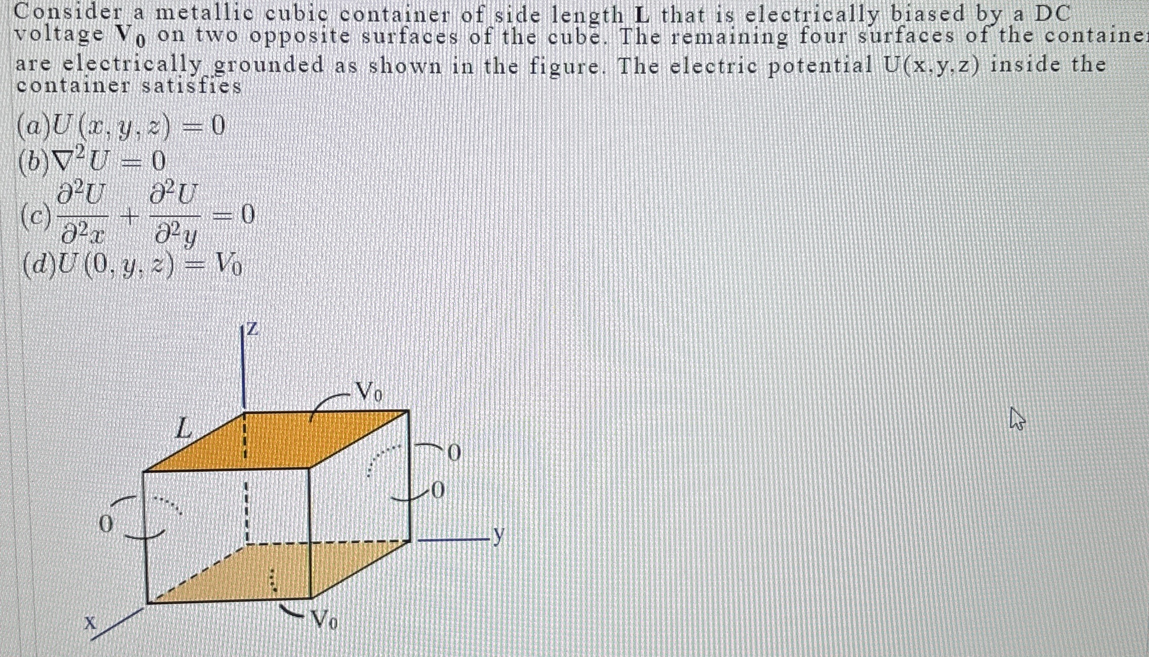 Solved Consider a metallic cubic container of side length L | Chegg.com