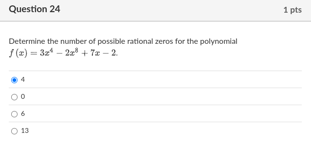 Solved Question 24Determine the number of ﻿possible rational | Chegg.com