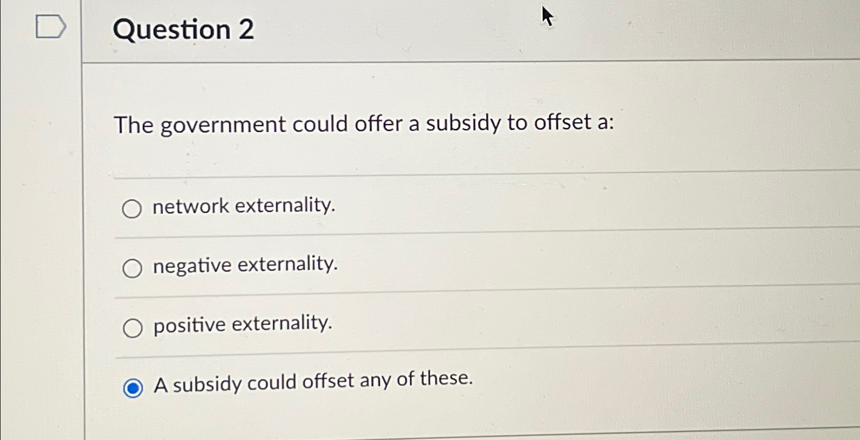 Solved Question 2The government could offer a subsidy to | Chegg.com