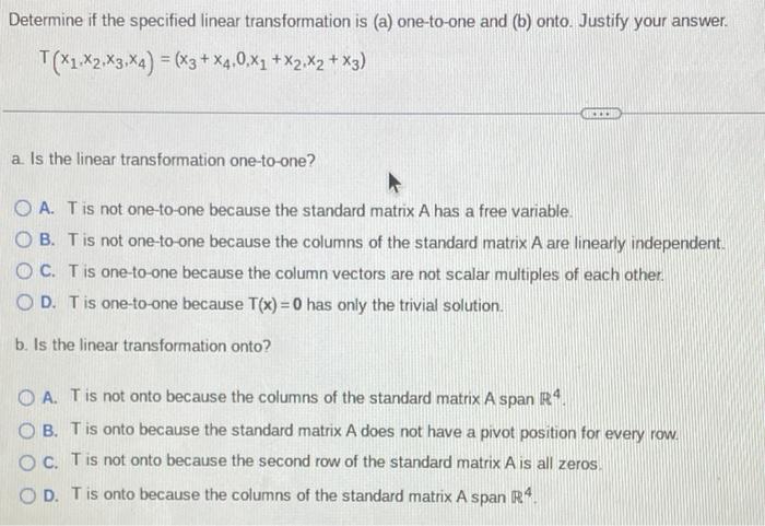 Solved Determine if the specified linear transformation is | Chegg.com