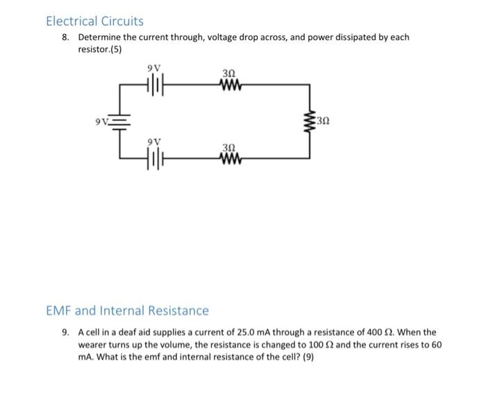 Solved Electrical Circuits 8 Determine The Current Through