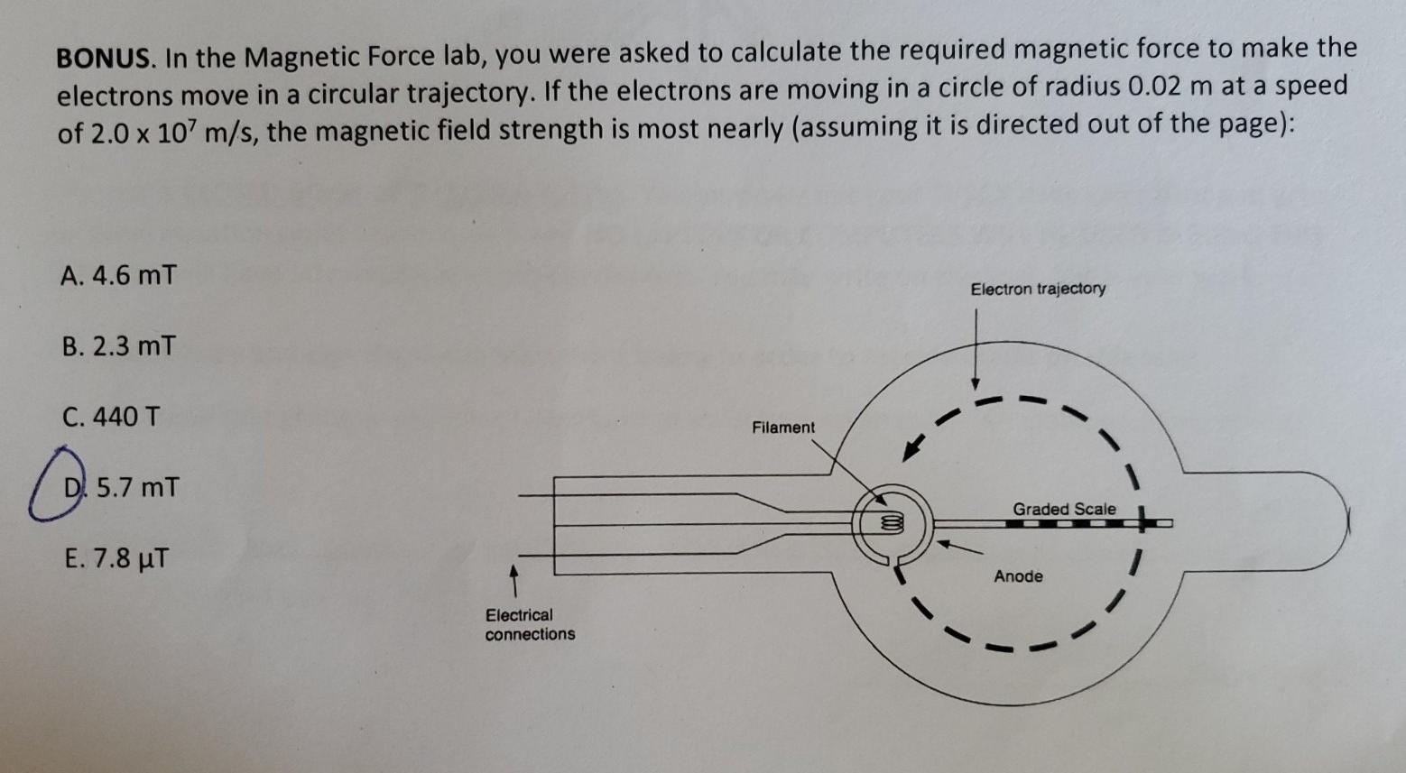 Solved BONUS. In the Magnetic Force lab, you were asked to | Chegg.com