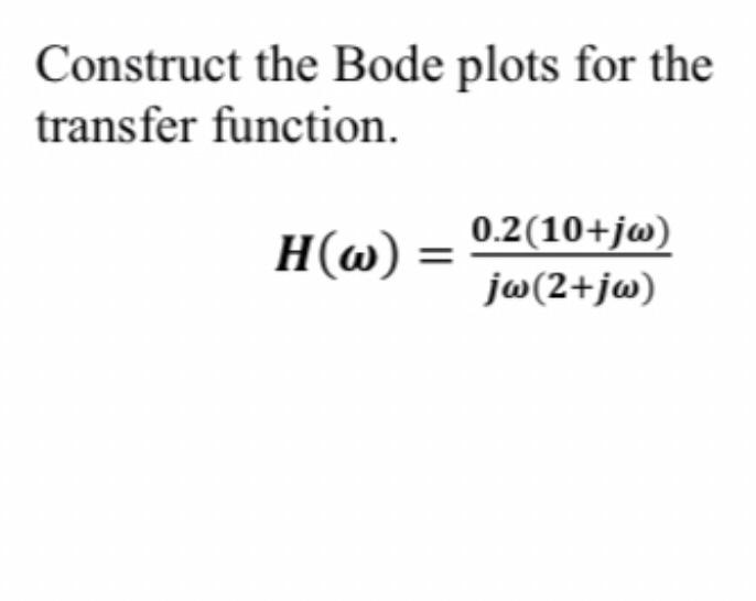 Solved Construct the Bode plots for the transfer function. | Chegg.com