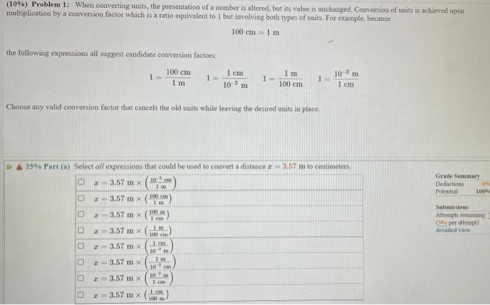 Solved (10\%) Problem 1: When coaverting units, the | Chegg.com