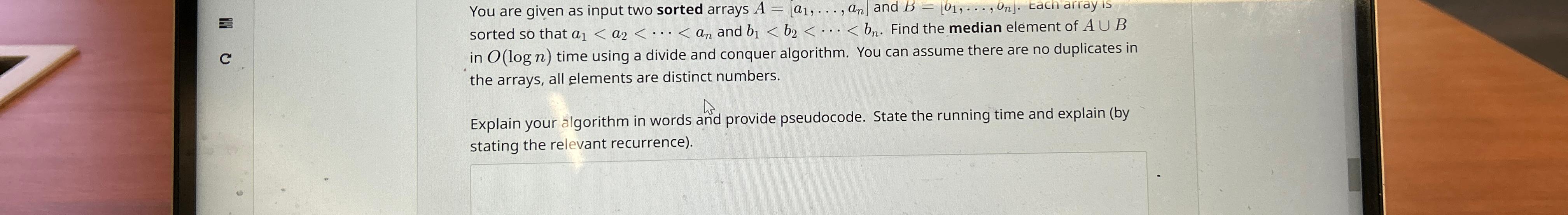 Solved You are given as input two sorted arrays | Chegg.com