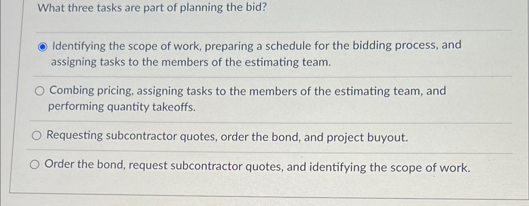 Solved What three tasks are part of planning the | Chegg.com