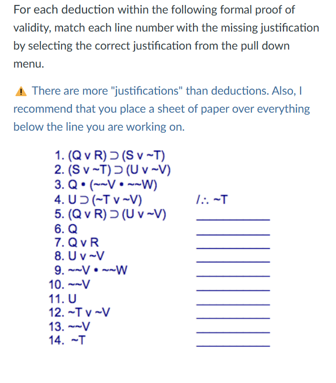 For each deduction within the following formal proof | Chegg.com