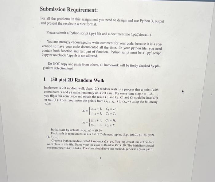 Solved Submission Requirement: For all the problems in this | Chegg.com