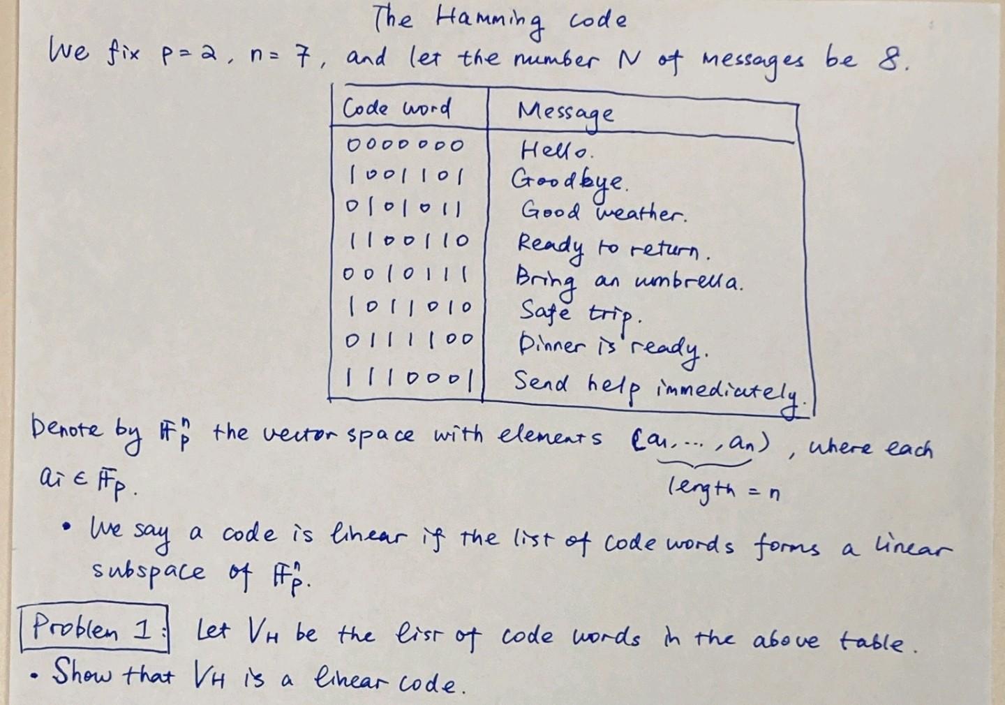 Group project - Error - Correcting Codes Recall that | Chegg.com