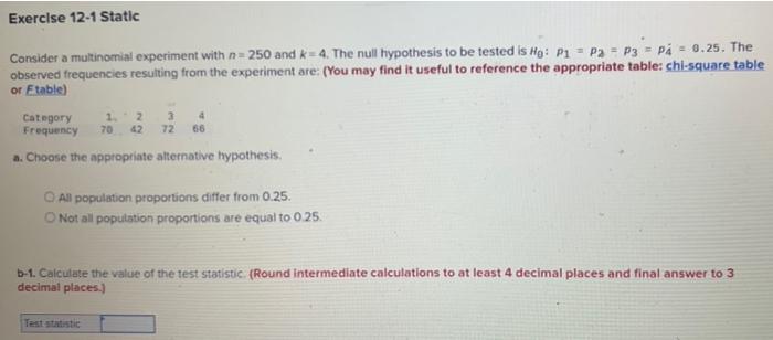 Solved Exercise 12-1 Static Consider a multinomial | Chegg.com