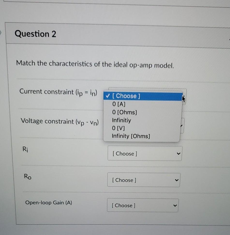 Solved Question 2 Match the characteristics of the ideal | Chegg.com