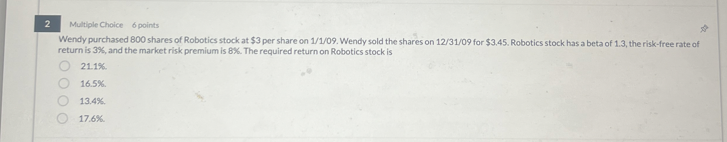 Solved 2 ﻿Multiple Choice 6 ﻿pointsWendy purchased 800 | Chegg.com