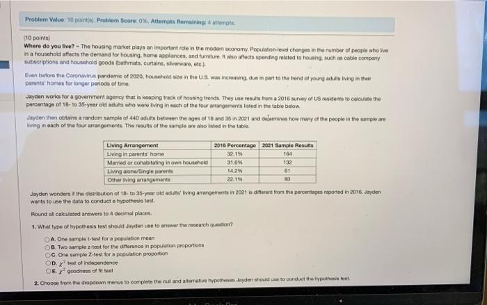 Solved Problem Value: 10 points). Problem Score 0% Attumats | Chegg.com