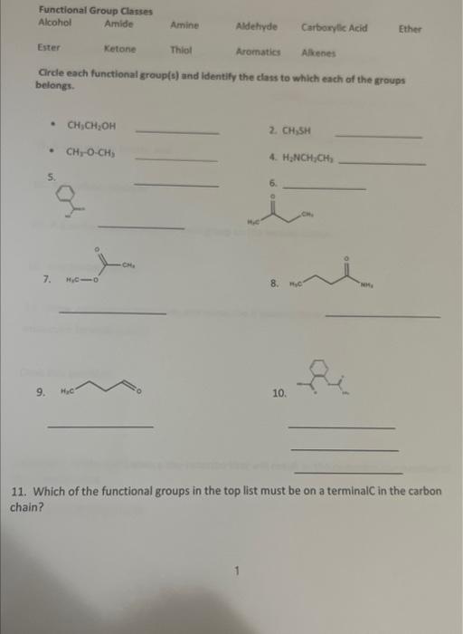 Solved Functional Group Classes Alcohol Amide Amine Aldehrde | Chegg.com