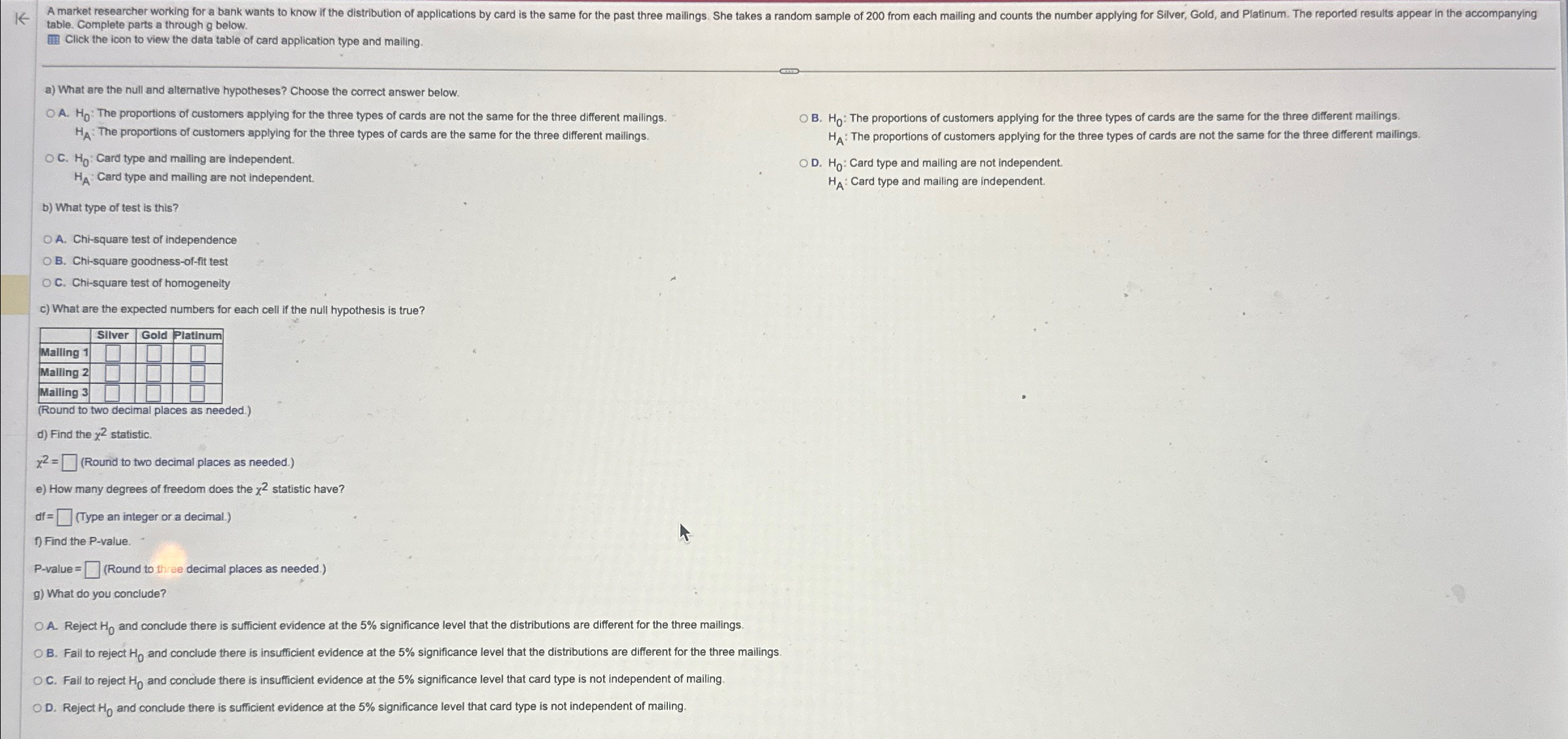 table. Complete parts a through g ﻿below.留 ﻿Click the | Chegg.com