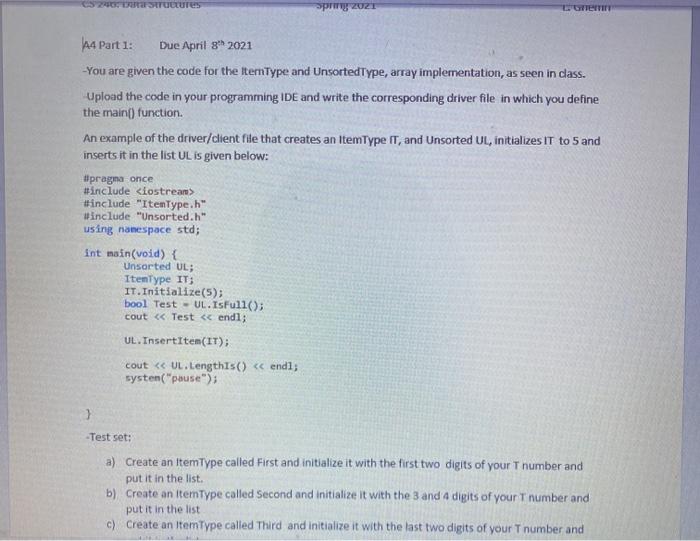 Solved CS 28 SITUUTES Spr 2021 L'UTENTI A4 Part 1: Due April | Chegg.com