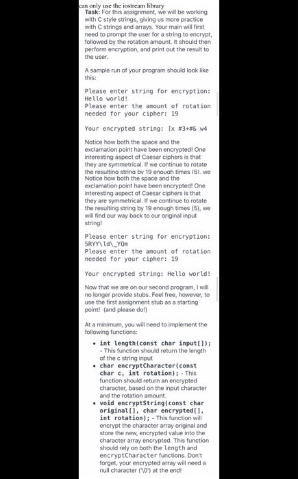 Solved can only use the iostream library Task: For this | Chegg.com