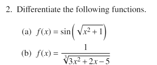 Solved Differentiate the following | Chegg.com