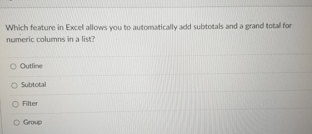 Solved Which feature in Excel allows you to automatically | Chegg.com