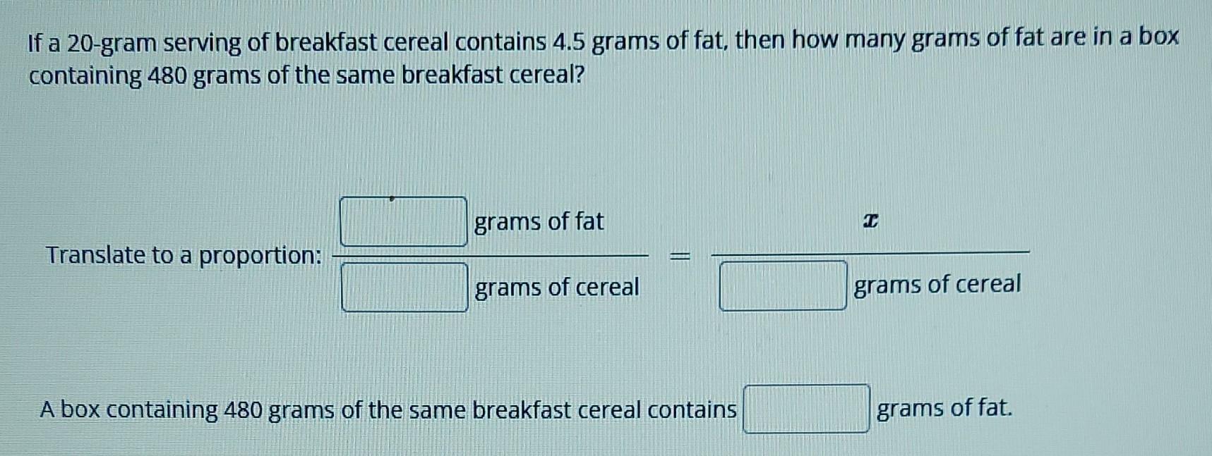 Solved If a 20 -gram serving of breakfast cereal contains | Chegg.com