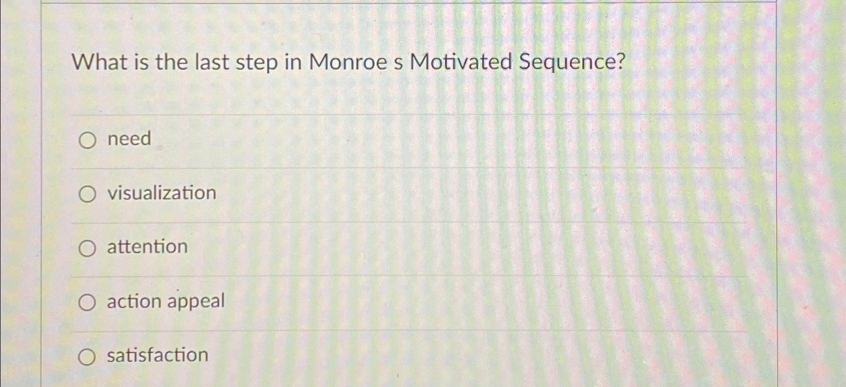 Solved What is the last step in Monroe s Motivated | Chegg.com