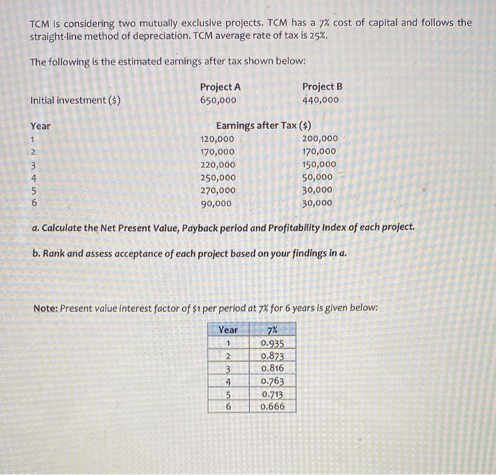 Solved CAPITAL BUDGETING A) net present value, payback | Chegg.com