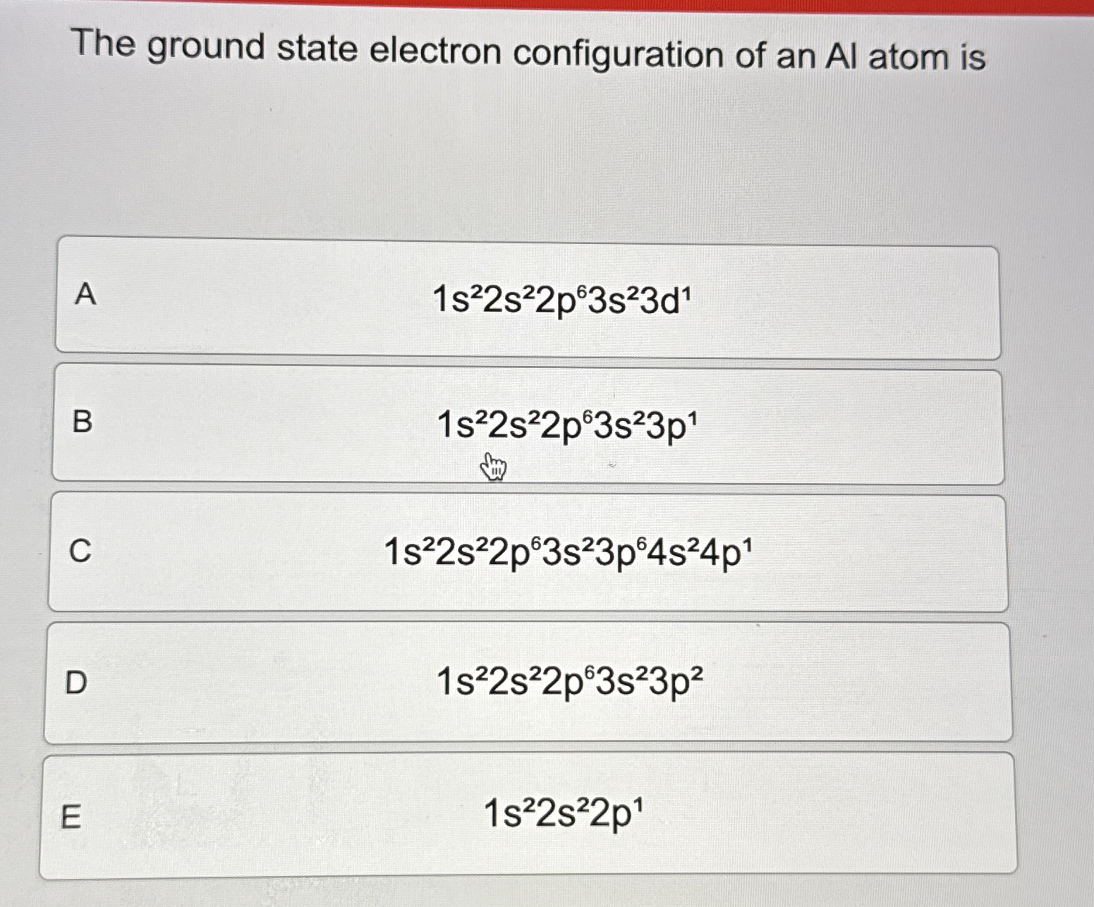 Solved The ground state electron configuration of an Al atom | Chegg.com
