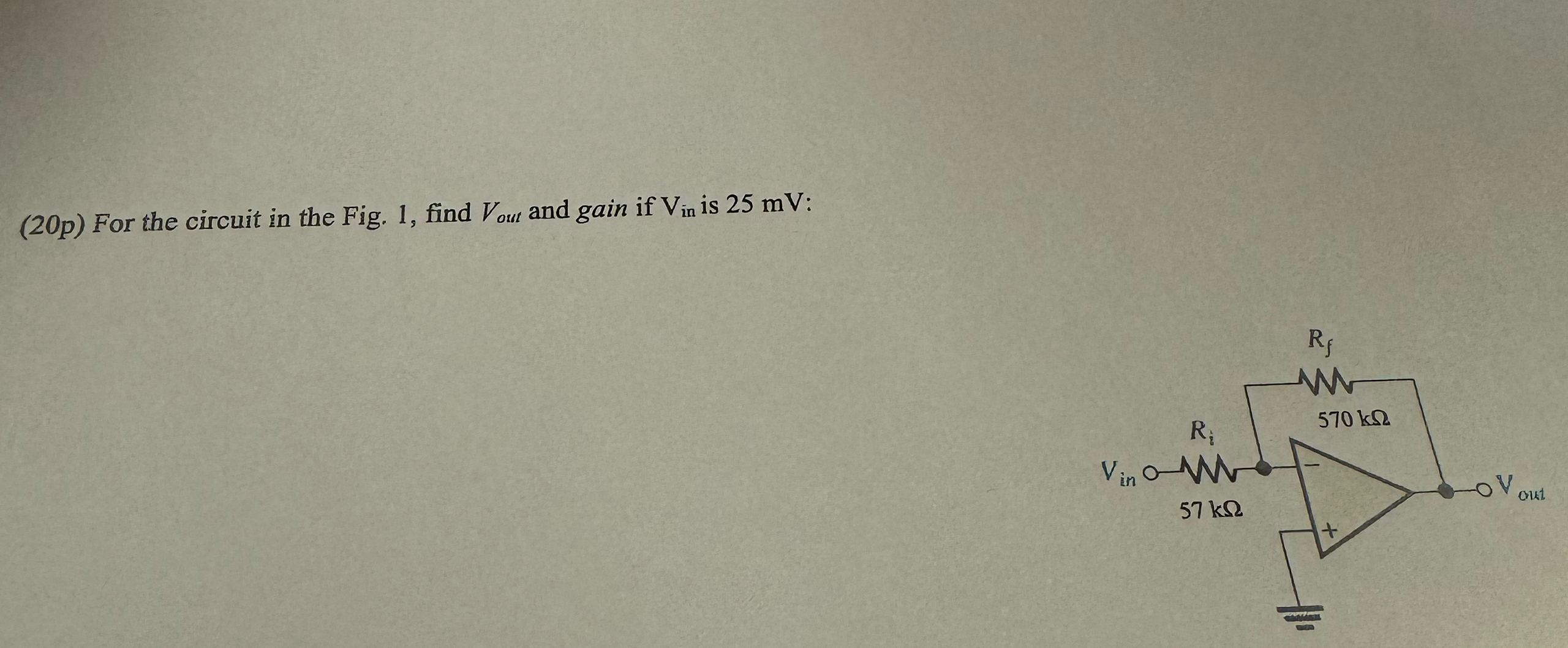 Solved (20p) ﻿For the circuit in the Fig. 1, ﻿find Vout | Chegg.com