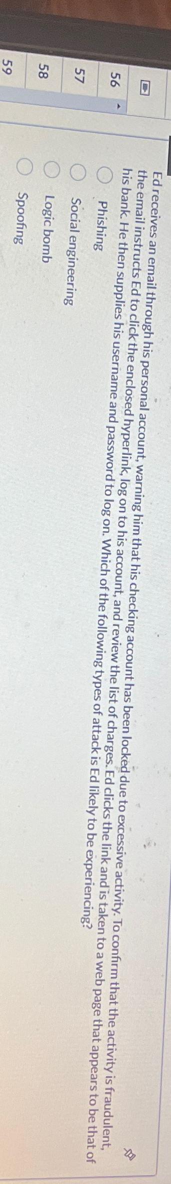 Solved Ed receives an email through his personal account, | Chegg.com