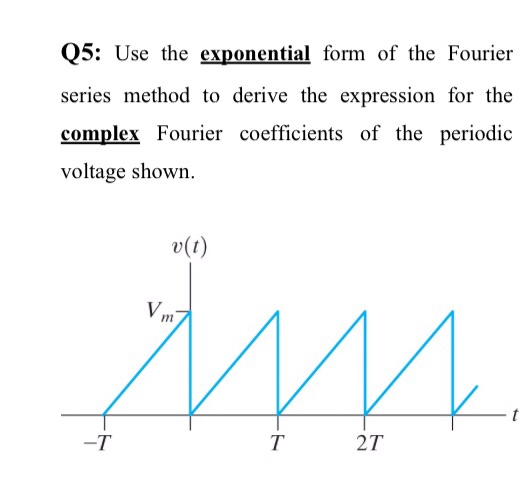 Solved Q5: Use the exponential form of the Fourier series | Chegg.com