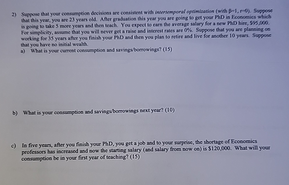 Solved Suppose that your consumption decisions are | Chegg.com