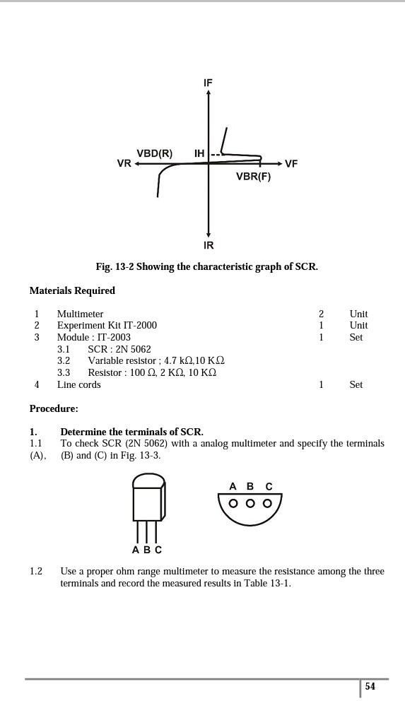 EXPERIMENT 13 CHARACTERISTIC OF SILICON CONTROLLED | Chegg.com
