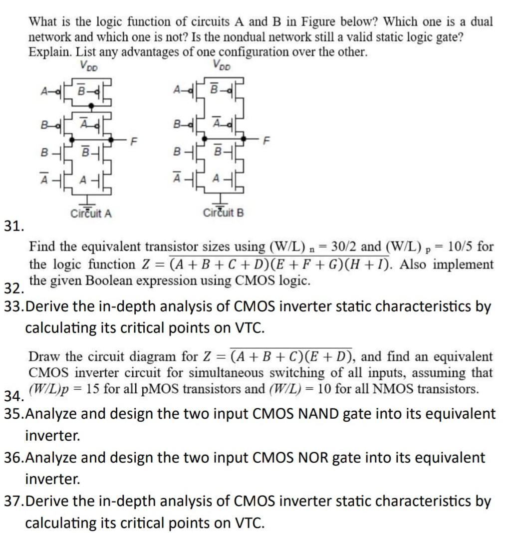 Solved What is the logic function of circuits A and B in | Chegg.com