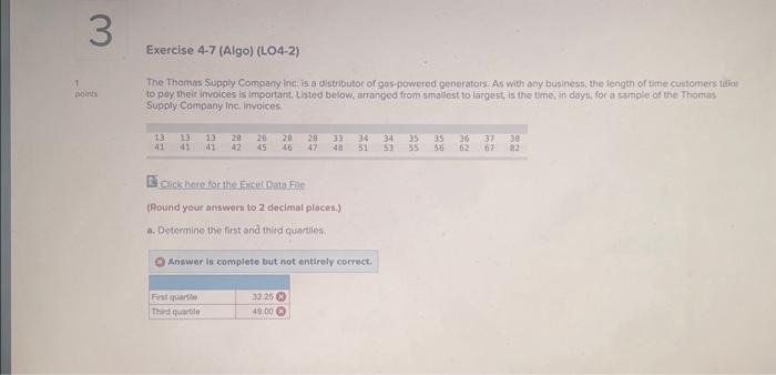 Solved 3 1 points Exercise 4-7 (Algo) (LO4-2) The Thomas | Chegg.com
