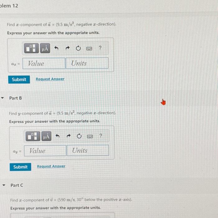 Solved Find x-component of a=(9.5 m/s2, negative x-direction | Chegg.com