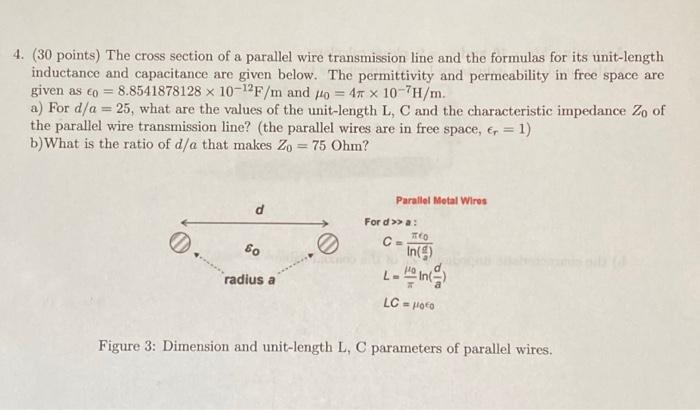 Solved 1. (30 points) The cross section of a parallel wire | Chegg.com