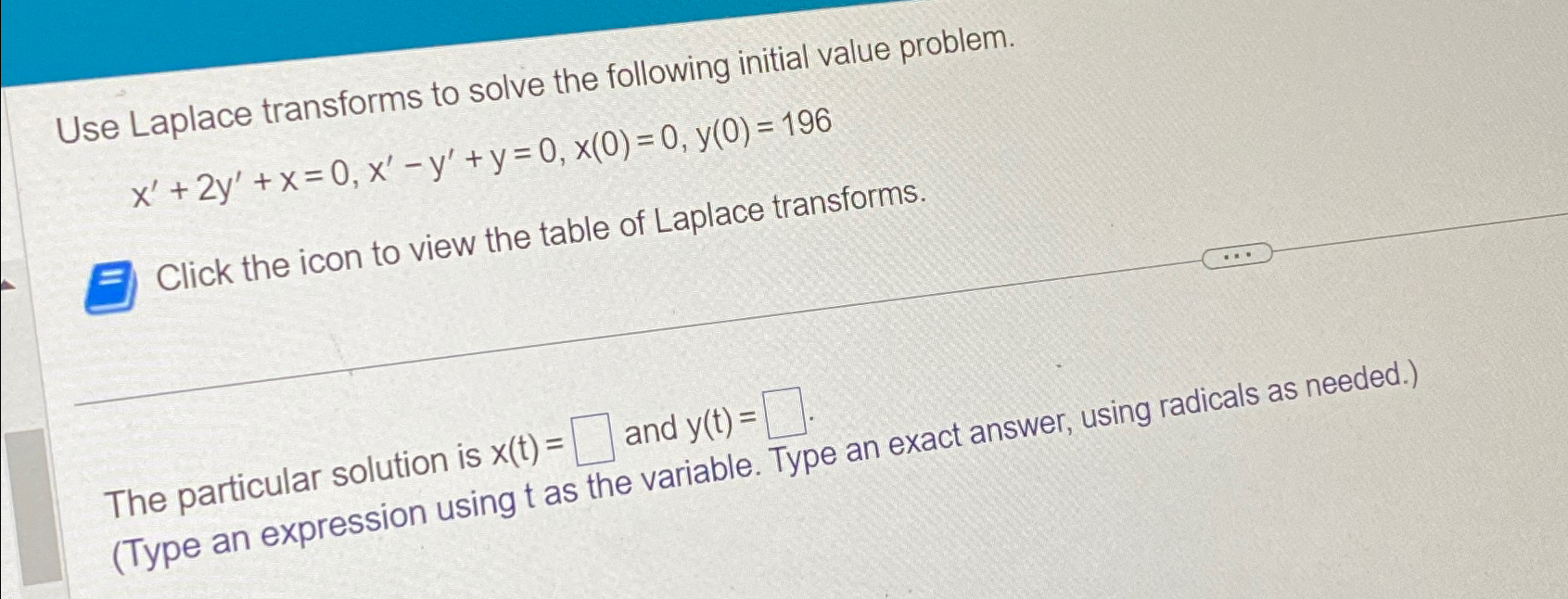 Solved Use Laplace transforms to solve the following initial | Chegg.com