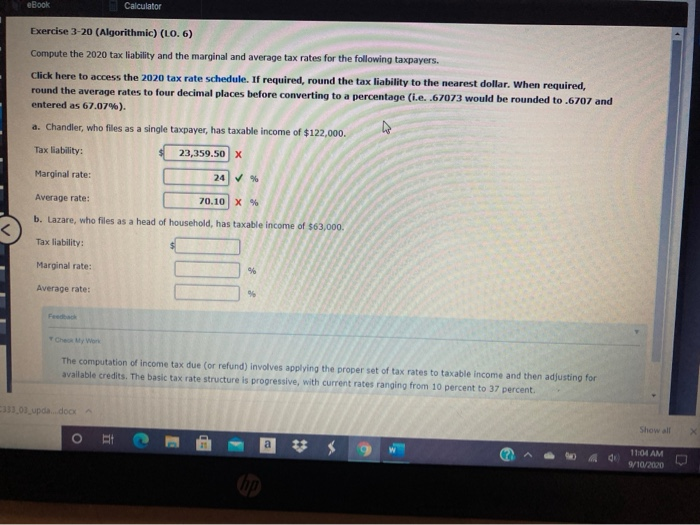 Solved eBook Calculator Exercise 3-20 (Algorithmic) (LO. 6) | Chegg.com