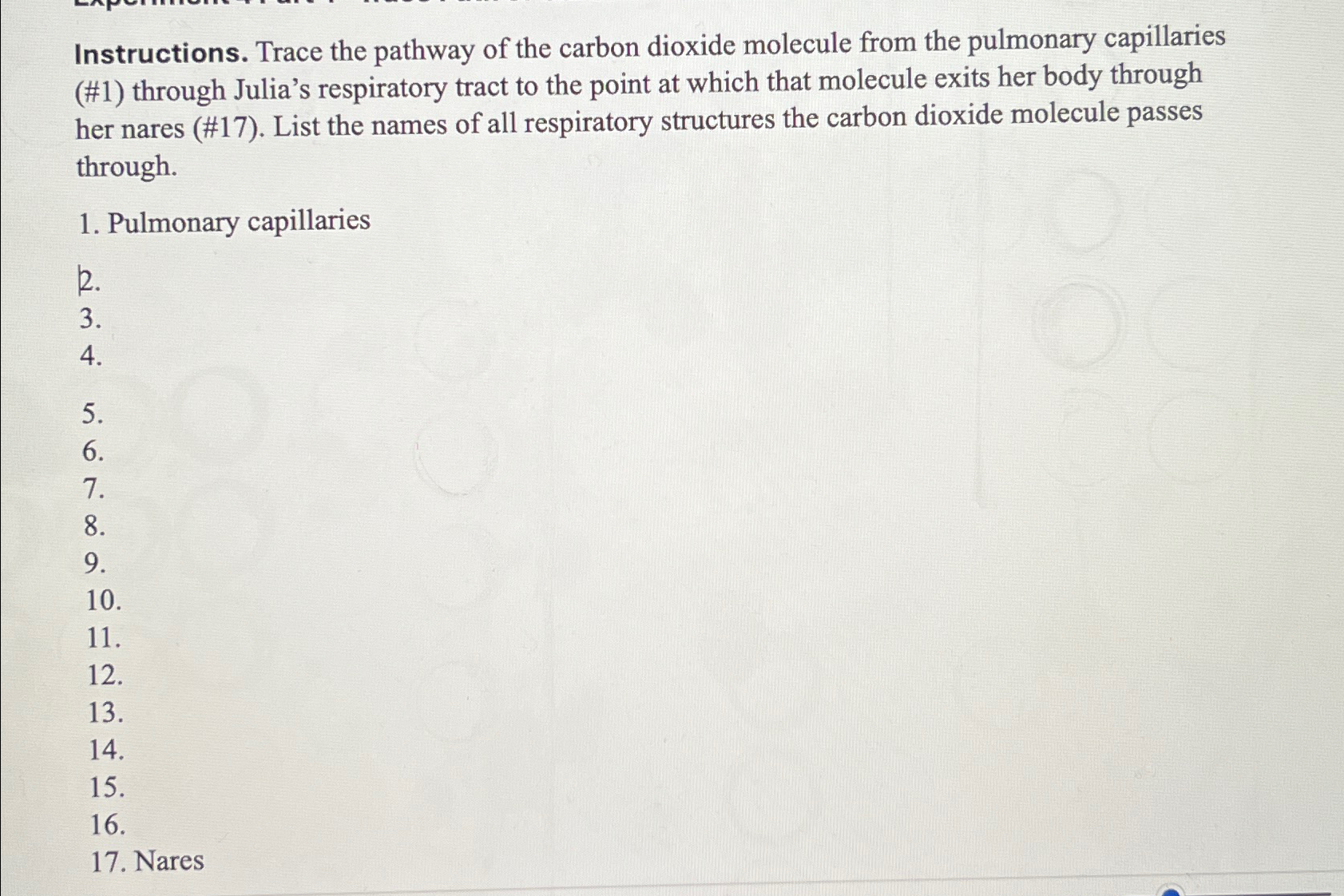 Solved Instructions. Trace the pathway of the carbon dioxide | Chegg.com