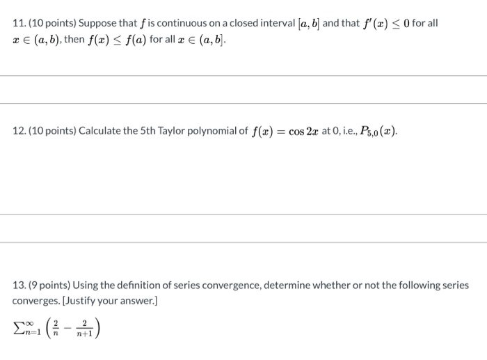 Solved 11. (10 points) Suppose that fis continuous on a | Chegg.com
