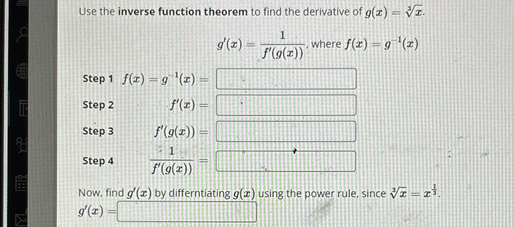 Solved Use the inverse function theorem to find the | Chegg.com
