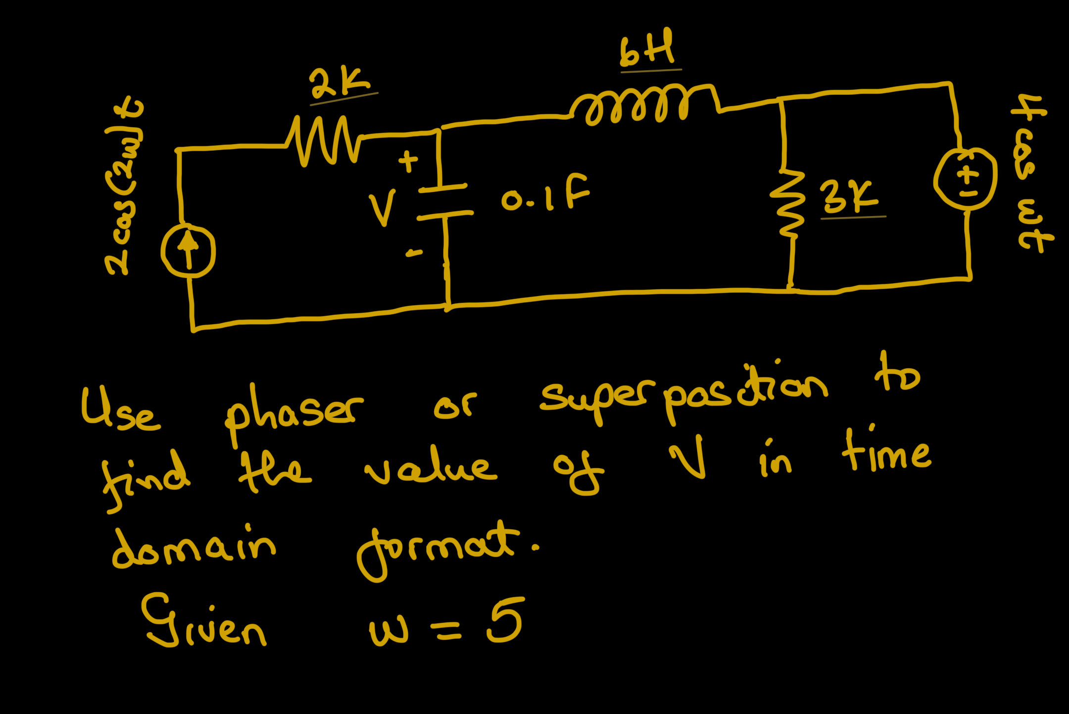 Solved Use phaser or superpostion to find the value of V ﻿in | Chegg.com