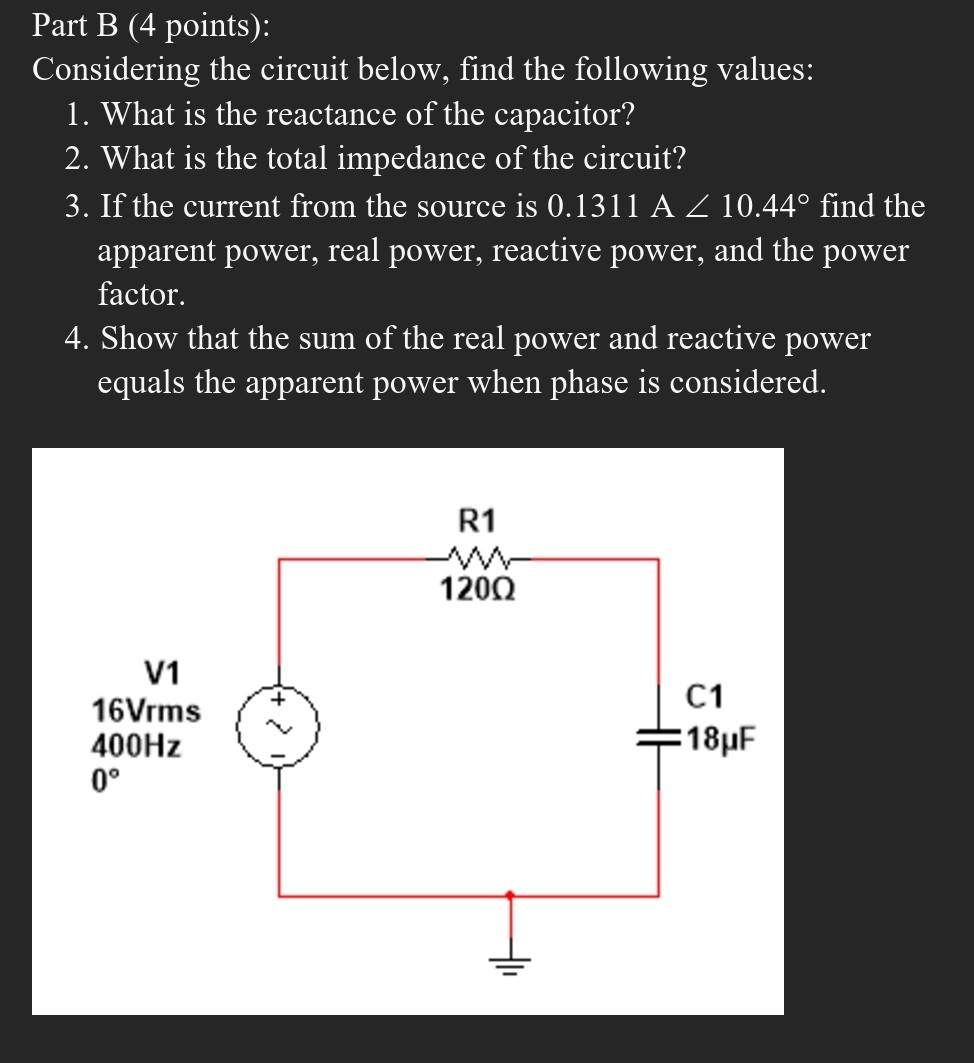 Solved Part B (4 ﻿points):Considering the circuit below, | Chegg.com