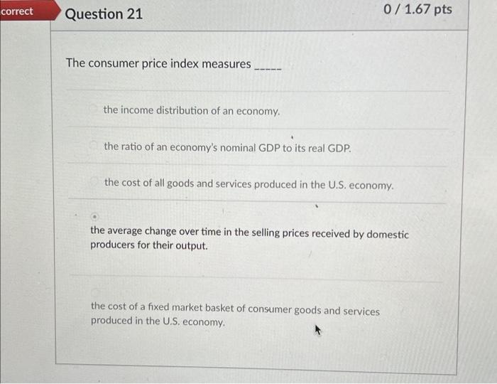 Solved The consumer price index measures the income | Chegg.com