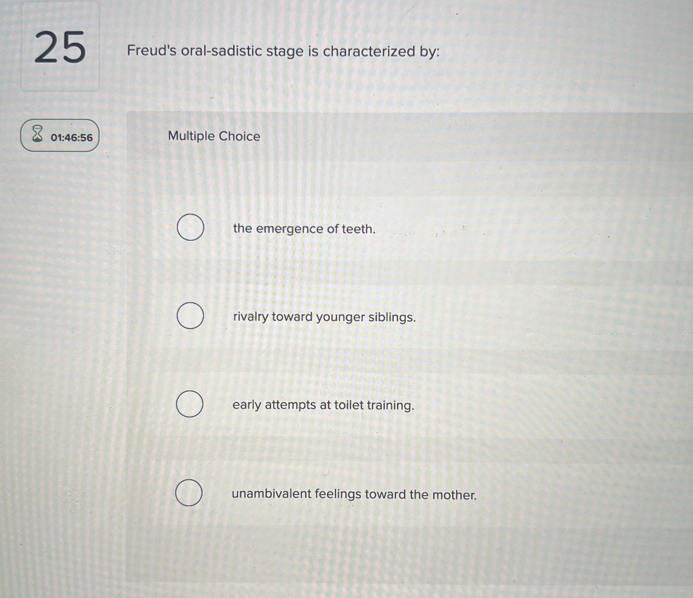Solved Freud's oral-sadistic stage is characterized | Chegg.com