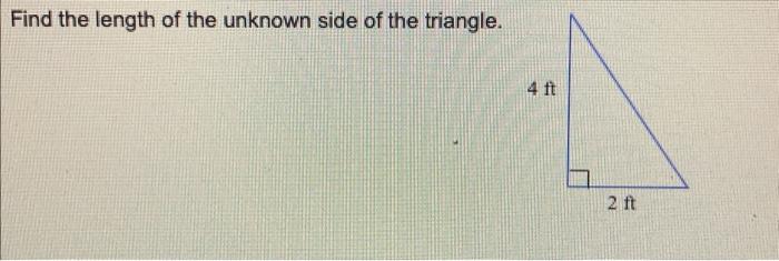 Solved Find the length of the unknown side of the triangle. | Chegg.com